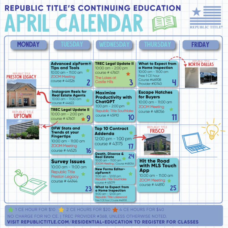 April Class Calendar - Republic Title